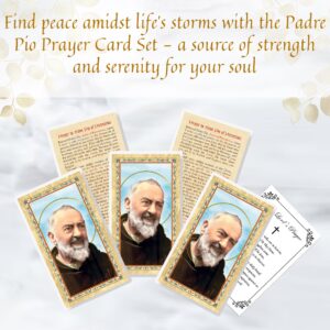 Father Pio Prayer Card - The Lord's Prayer - 5 Laminated Double Sided Padre Pio Holy Card for Daily Prayers - Padre Pio Healing Prayer Card, Patron Saint of Stress Relief Themed Set, 6 Items