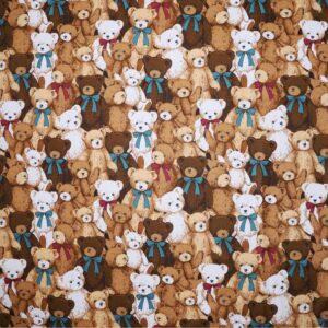 hanjunzhao 100% cotton fabric by the yard, cartoon bear pattern print fabric for quilting, sewing, crafts, home décor, 2 yards