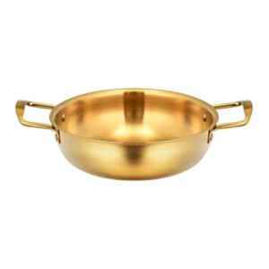 mbbitl paella pan skillet pan gold stainless steel serving pan 8.6 inches for hot pot dry pot seafood cooking