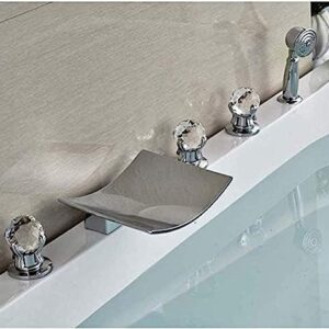 Kitchen Taps Kitchen Tap Faucet Deck Mounted Polish 5 Piece Bathtub Faucet with Handheld Shower Mixer Tap