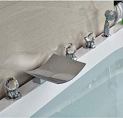 Kitchen Taps Kitchen Tap Faucet Deck Mounted Polish 5 Piece Bathtub Faucet with Handheld Shower Mixer Tap