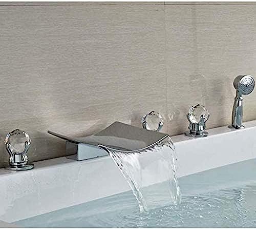 Kitchen Taps Kitchen Tap Faucet Deck Mounted Polish 5 Piece Bathtub Faucet with Handheld Shower Mixer Tap