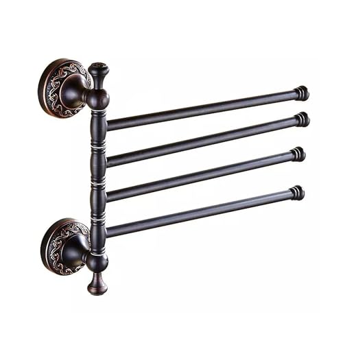 Oil Rubble Bronze Brass Foldable Towel Rack, Wall Mounted Black Bathroom Hardware Accessories,Pattern Carving Design