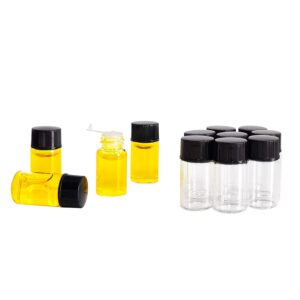 AGENIZ 50PCS 3ml Clear Glass Vials,Small Liquid Sample Bottle with Screw Caps and Plastic Stoppers,for Travel Mini Essential Oil Bottle, Sample Perfume Bottles (3ml)