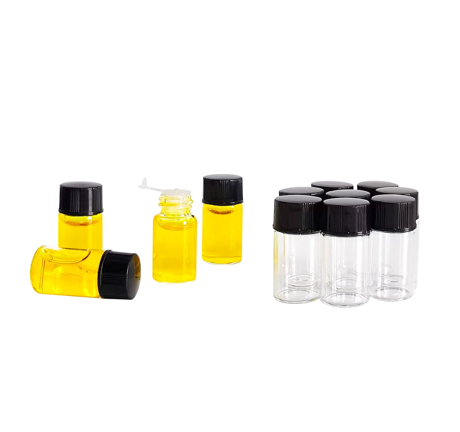 AGENIZ 50PCS 3ml Clear Glass Vials,Small Liquid Sample Bottle with Screw Caps and Plastic Stoppers,for Travel Mini Essential Oil Bottle, Sample Perfume Bottles (3ml)