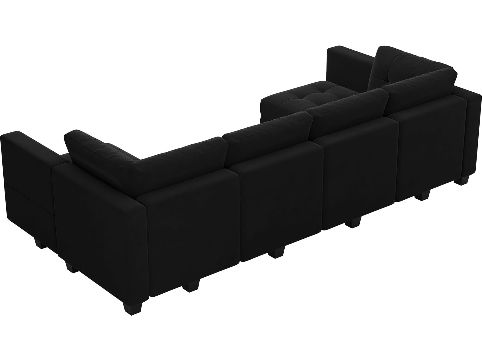 Belffin Modular Sectional U-Shaped Sofa Couch, Oversized Sectional Sleeper Sofa with Chaise and Ottoman, Modular Sofa Set with Stoarge Seat, Black