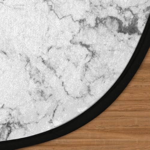 White Marble Large Round Rug 5ft art marble Large Circle Area Rugs Washable Non-Slip Round Carpet Circular Moon Throw Mat for Indoor Outdoor Bathroom Kitchen Living Room Nursery Bedroom