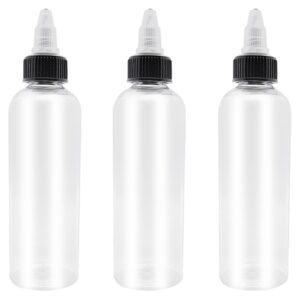 xysmzm 3 pcs 6oz dispensing bottles, plastic squeeze bottles with twist top cap