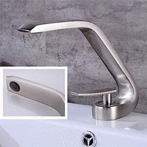 Kitchen Taps Kitchen Tap Faucet Basin Faucet Brass Cold and Warm Brush Nickel Bath Faucet Washbasin Mixer Tap Single-Lever Single Hole Faucet