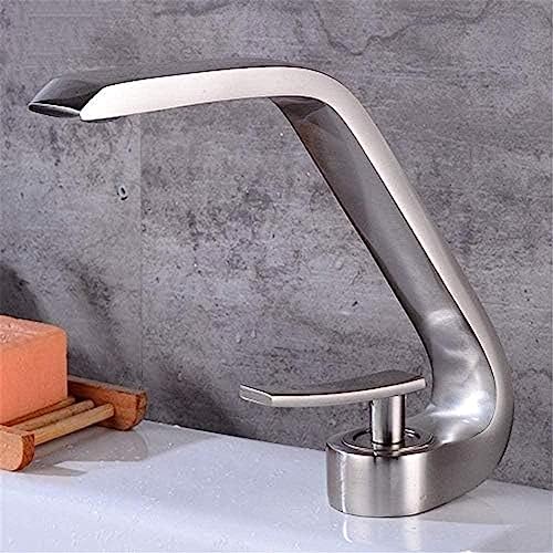 Kitchen Taps Kitchen Tap Faucet Basin Faucet Brass Cold and Warm Brush Nickel Bath Faucet Washbasin Mixer Tap Single-Lever Single Hole Faucet