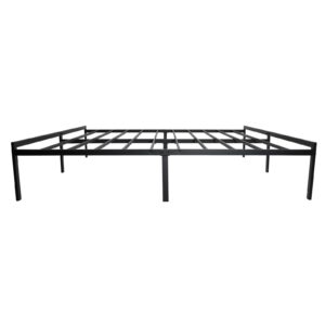 keano full bed frame, heavy duty durable metal platform with sturdy steel slats, 12.4 inch large underbed storage space, no box spring needed, easy to assembly, noise free, black