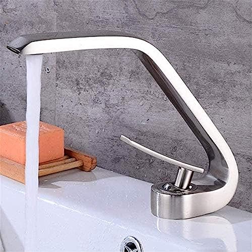 Kitchen Taps Kitchen Tap Faucet Basin Faucet Brass Cold and Warm Brush Nickel Bath Faucet Washbasin Mixer Tap Single-Lever Single Hole Faucet