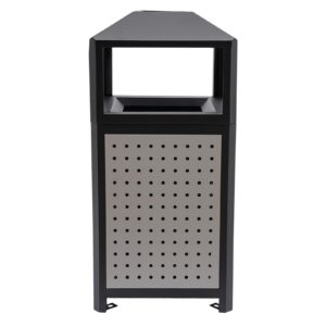 oiveinya industrial waste container,stainless steel galvanized heavy duty trash can with lid and ashtray,large square trash can for industrial mall kitchen restaurants indoor outdoor (15 gallons)