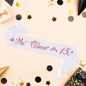 Mis Quince 15 Quinceanera Sash,Happy 15th Birthday Party Decorations,Spanish My 15th Birthday Bday Gifts, Feliz Cumpleanos Sash