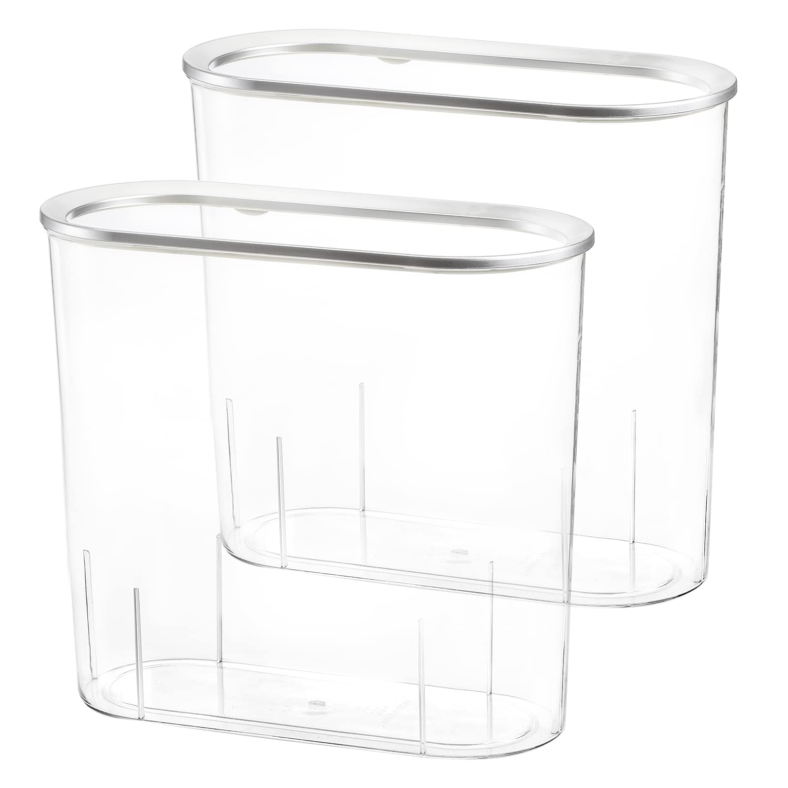 Okllen 2 Pack Clear Small Trash Can, Plastic Rectangle Wastebasket Trash Bin, Garbage Container Slim Trash Can for Bathroom, Kitchen, Dorm, Home, Office, 12.4" L x 5.3" W x 11" H