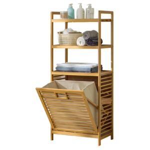 baveke laundry hamper with 3 tier shelves & tilt out basket, laundry baskets organizer hampers bathroom storage shelf for laundry room, bathroom, guest room (3-tier large)