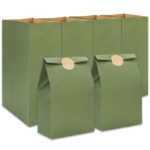 whaline 24pcs sage green party favor bags kraft paper gift bags with stickers goodie candy treat bags for wedding baby shower birthday party gift wrap supplies