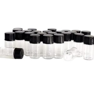 AGENIZ 50PCS 3ml Clear Glass Vials,Small Liquid Sample Bottle with Screw Caps and Plastic Stoppers,for Travel Mini Essential Oil Bottle, Sample Perfume Bottles (3ml)