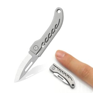 pjytac mini titanium folding pocket knife, very small portable keychain knife for daily use and outdoors