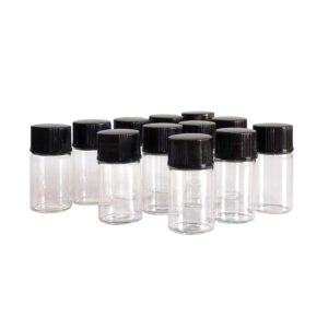 AGENIZ 50PCS 3ml Clear Glass Vials,Small Liquid Sample Bottle with Screw Caps and Plastic Stoppers,for Travel Mini Essential Oil Bottle, Sample Perfume Bottles (3ml)