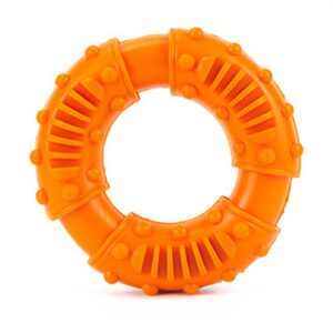 dog rubber teeth grinding donut, bite resistant anti slip toy, durable indestructible dog chew enrichment toy for pets dogs stress relief small dogs medium large(orange)