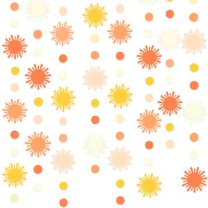 sun party decorations boho sun polka dot garland streamer ombre orange white retro muted sun banner for first trip around the sun hippie boho summer birthday baby shower wedding bridal shower supplies