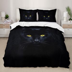 ailonen cat duvet cover set full size, black cat eyes print bedding set,pet animals cat lovers comforter covet set 3 pieces, 1 quilt cover and 2 pillowcases (no comforter)