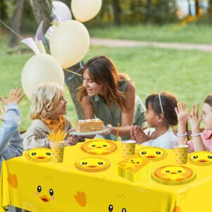 Rubber Duck Party Supplies,Happy Birthday Duckie Tableware Set Duck Plates Yellow Baby Shower Napkins Cups for Waddle It Be Gender Reveal Party,One Lucky Duck Birthday Decorations