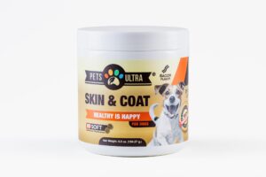 pets ultra skin & coat supplement for dogs 90 shew treats, bacon flavor, flax seed oil omega 3,6 and 9, wild alaska salmon oil,biotin, skin allergy, itch relief, hot spots treatment.