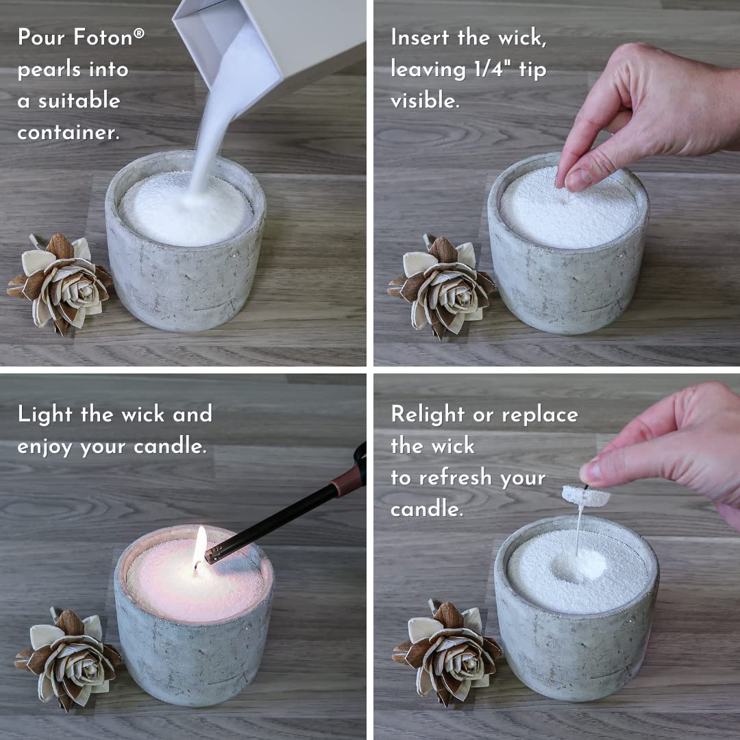 Foton Pearled Candle Bestsellers Gift Scented Bundle 18oz 4-Pack – Non Toxic Luxury Long Lasting Powder Candles - Lasts up to 120 Hours - Refillable Candle Sand with 30 Wicks for Candle Making