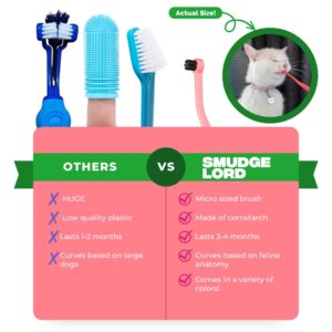 RYERCAT Dual Sided Cat Toothbrush - Kitten Toothbrush with Micro Head to fit into Cat/Kittens Mouth - Cat Dental Care Supplies - Pet Toothbrush for Cats (Smudgelord)