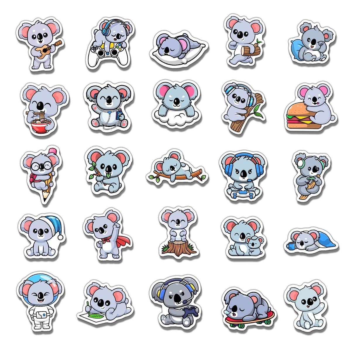 Pack 50 Pcs Cute Animal Koala Stickers for Water Bottles Waterproof Laptop Luggage Cups Computer Scrapbooking Teens Adults Girls Boys Aesthetic Sticker Packs Small Vinyl Decals