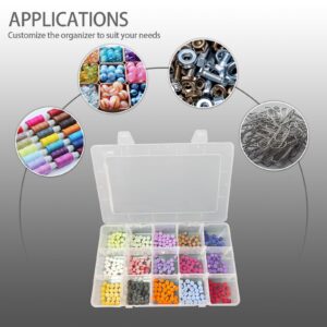 Rinrda Large 15 Grids Clear Organizer Box with Adjustable Dividers - Plastic Compartment Storage Container for Washi Tapes,Fishing Tackle, Craft, Beads, Jewelry, Small Items (3)