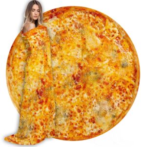 ubnlkto pizza blanket, pizza throw blanket, round funny food blankets for adult kids, realistic food throw blanket kids throw blanket 60 inches