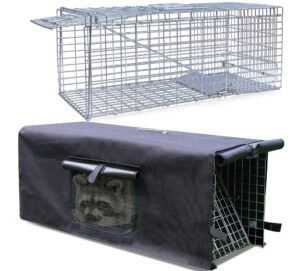 anmials trap cage with cover, trap cages cover with mesh window for 1-2 door humane animal trap cage 32 x 10 x 12inch