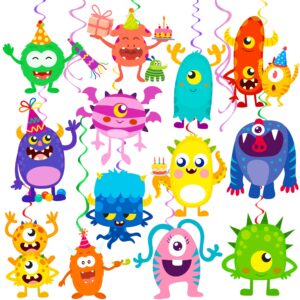 20pcs cartoon monster hanging swirls decorations monster bash birthday party decorations little monster ceiling streamers decorations for monster birthday party baby shower supplies