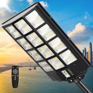 eosruju 1200w solar street lights outdoor, 240000lm parking lot lights with motion sensor, ip65 waterproof solar flood lights, dusk to dawn solar lights for garden, yard, parking lot