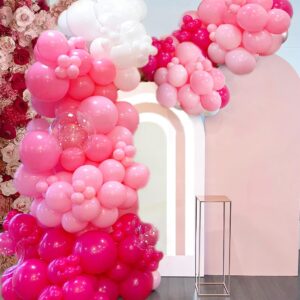 169pcs different pink balloons garland arch kit with pink rose red white retro rose balloons for girl's birthday party baby shower bridal shower proposal engagement wedding party decorations