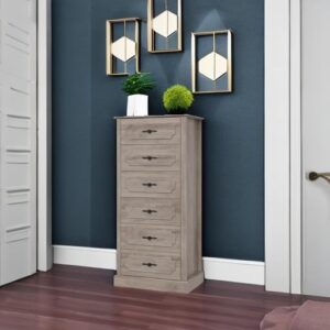 FINETONES 6 Drawer Grey Dresser, 51" Tall Dresser Wood Dresser Chest of Drawers with Large Storage Space, 6 Drawer Dresser Tall Floor Storage Cabinet for Home Office, Ash Grey