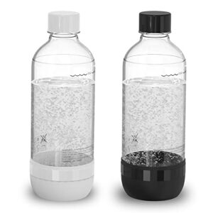 pinci soda bottle, suitable for carbonated water and sparkling water, bpa free, reusable and filled food grade pet plastic made soda water bottle (2 pack, 1 liter)