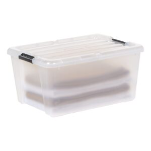 iris usa 45 quart plastic storage container bin with latching lid, clear, 4 pack