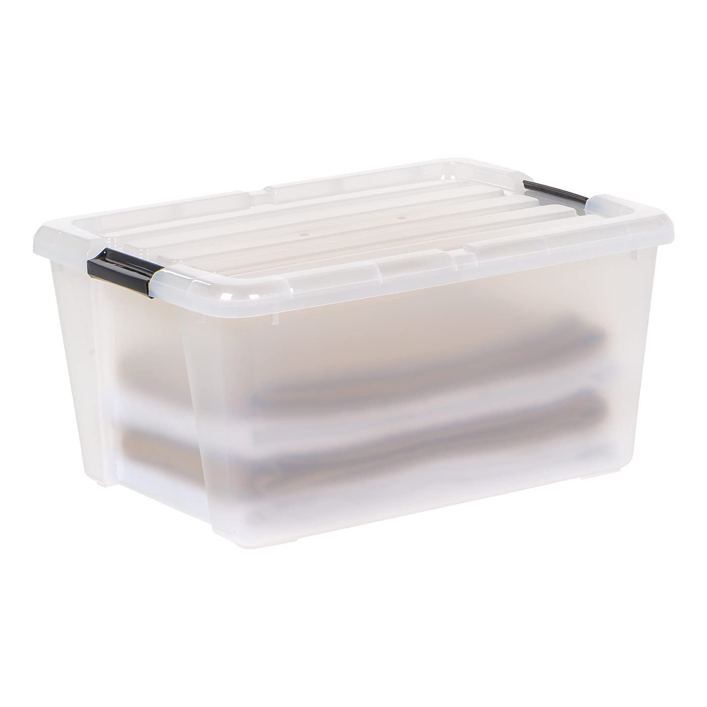 IRIS USA 45 Quart Plastic Storage Container Bin with Latching Lid, Clear, 4 Pack