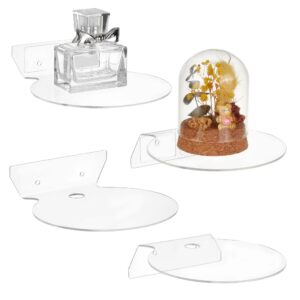 ahandmaker 4pcs acrylic floating shelves, 5" clear small acrylic wall shelves, mini collectibles organizers, with adhesive and screw, universal shelves for security cameras, speakers, makeup, figures