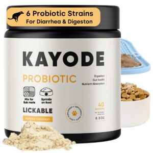 kayode lickable probiotics for dogs - strong dog digestive aid & dog diarrhea relief. for dog lick mats or as food topper. tasty banana coconut flavor. 7 dog probiotic strains.