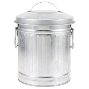 cabilock ash bucket with lid galvanized metal canister dry food storage container mini trash can wastebasket iron fireplace charcoal bucket ash can pen holder for stove b