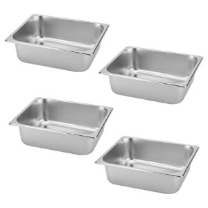 senjeok 4 pack 1/2 hotel pans, 4 inch deep steam table pan half size, 201 stainless steel restaurant pan, anti jam steam pan for buffet event catering supplies