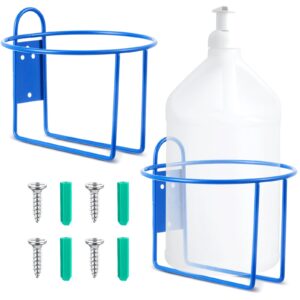 hicarer 2 pcs one gallon jug storage rack wall mounted heavy duty steel wall rack for 1 gallon bottle round water jug rack jug holder with hardware hand sanitizer 6-3/4" w x 5" h x 6-1/2" d (blue)