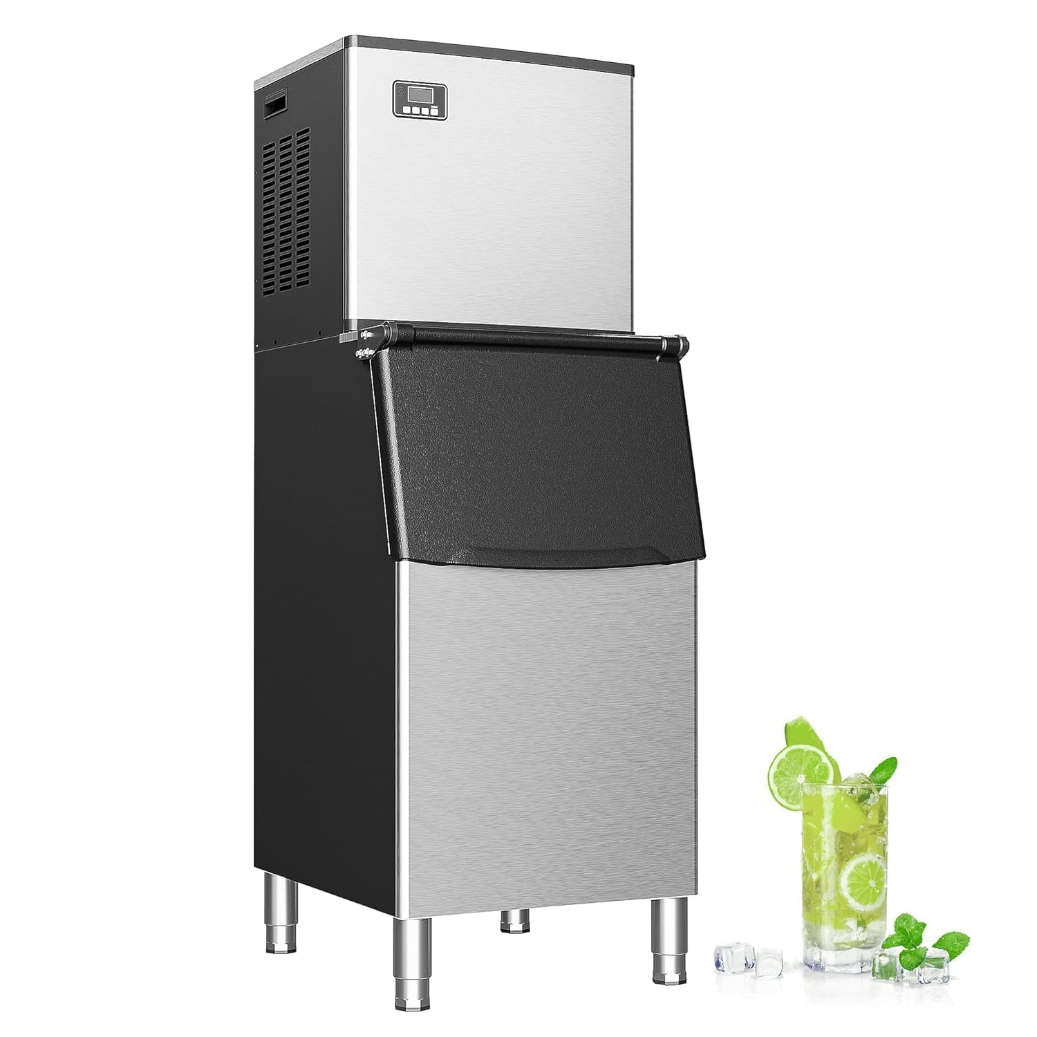 ICEVIVAL Commercial Ice Maker Machine, 400lbs/Daily, 300lbs Storage, SECOP Compressor&ETL, Ice-Ready in 8 to15 mins, Stainless Steel, Commercial Ice Machine for Bar/Cafe/Restaurant/Business