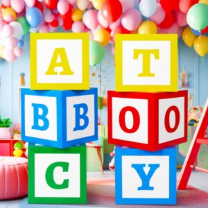 zhanmai 6 pcs abc friend street party decorations 30 x 30cm toy inspire story party supplies abc alphabet balloon box graduation back to school baby shower birthday party block for school celebration