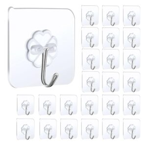 carespot self adhesive wall hooks for hanging - wall door stick on hooks/extra strong sticky hooks for hanging coat, clothes, towel, keys, kitchen utensils and much more - 33lb(max) - pack of 24